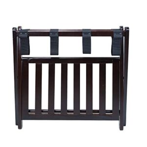 MISC Espresso Brown Hotel Luggage Rack for Guest Room Folding Suitcase Rack Collapsible Carry On Holder Bedroom, Sturdy Wooden