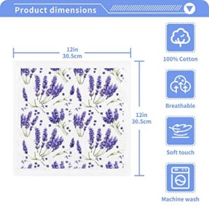 Kigai 4 PCS Beautiful Purple Lavender Towels Cotton Washcloths Set,Quick Drying & Absorbent Soft Bathroom Hand Towel Lightweight & Portable Fingertip Towel