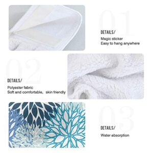 Spring Geometric Flowers Kitchen Hanging Towel 12 x 17 Inch Dahlia Pinnata Teal Floral Hand Tie Towels Set 2 Pcs Tea Bar Dish Cloths Dry Towel Soft Absorbent Durable for Bathroom Laundry Room De