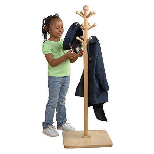 Constructive Playthings - MTC-311 E-Z Reach Wooden Classroom Clothes Tree Hanger for Kids