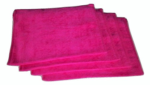 Show Car Guys 4 Pack 11" x18" Hot Pink Fingertip Towels 100% Cotton - Terry-Velour