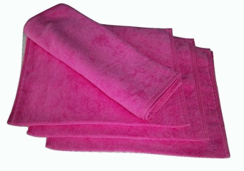 Show Car Guys 4 Pack 11" x18" Hot Pink Fingertip Towels 100% Cotton - Terry-Velour