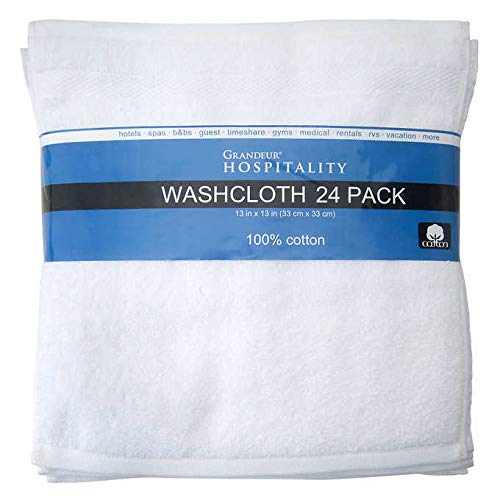 Omni Linens Grandeur Hospitality Wash Cloths; 2 Dozens White Color