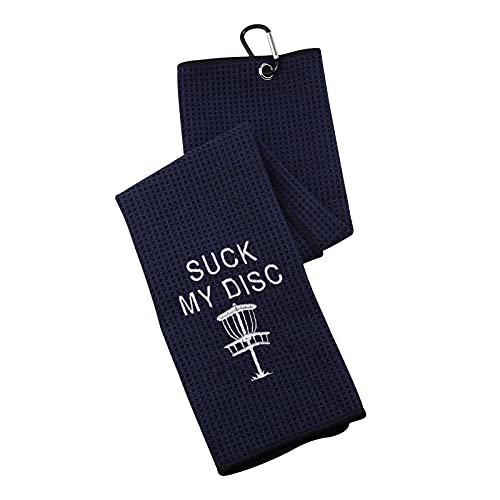 Funny Disc Golf Towel Golf Towel Embroidered Golf Towel Gift Suck My Disc Golf Towel with Clip (Suck My Disc)