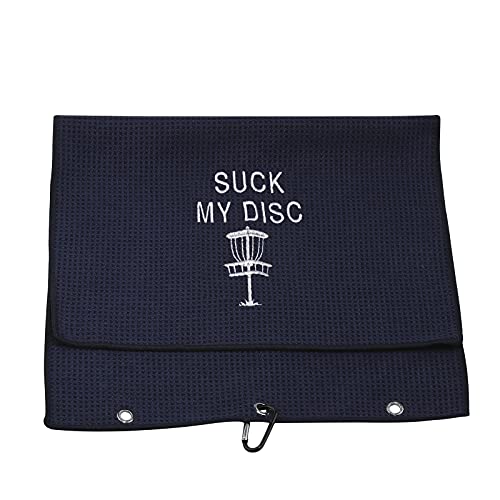 Funny Disc Golf Towel Golf Towel Embroidered Golf Towel Gift Suck My Disc Golf Towel with Clip (Suck My Disc)