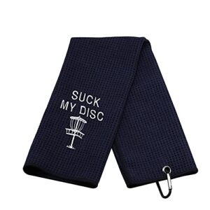 Funny Disc Golf Towel Golf Towel Embroidered Golf Towel Gift Suck My Disc Golf Towel with Clip (Suck My Disc)