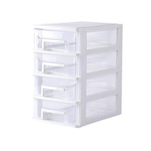 zerodeko storage drawers 4 layers plastic drawer type storage closet, transparent desktop storage organizer portable mini cosmetics storage cabinet for office, home, dorm (white) plastic drawers