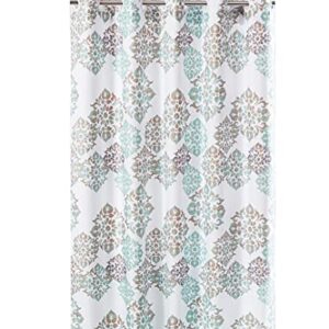 Hookless Alessandra Shower Curtain with Peva Liner, 71 in x 74 in, White, Blue and Brown