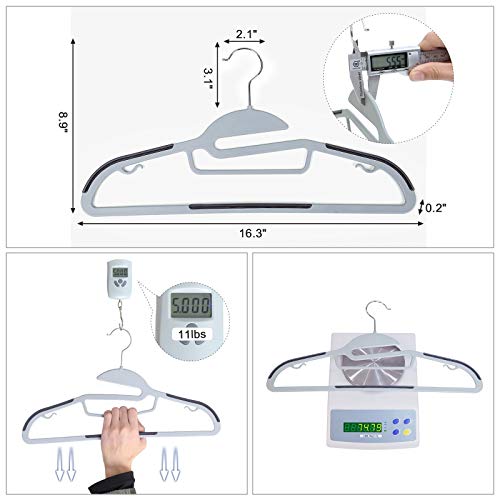 SONGMICS 50-Pack Hangers and Coat Hangers Bundle, Non-Slip Hangers for Closet Organization, S-Shaped Opening, for Shirts, Suits, Pants, 360° Swivel Hook, Light and Dark Gray UCRP20G50 and UCRP41G-50