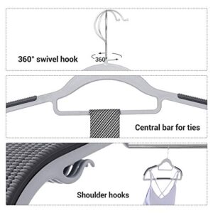 SONGMICS 50-Pack Hangers and Coat Hangers Bundle, Non-Slip Hangers for Closet Organization, S-Shaped Opening, for Shirts, Suits, Pants, 360° Swivel Hook, Light and Dark Gray UCRP20G50 and UCRP41G-50