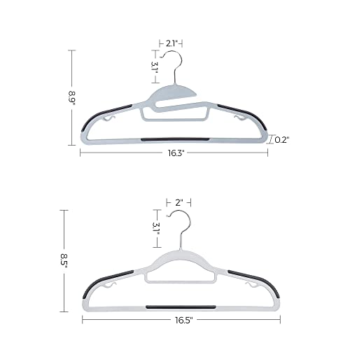 SONGMICS 50-Pack Hangers and Coat Hangers Bundle, Non-Slip Hangers for Closet Organization, S-Shaped Opening, for Shirts, Suits, Pants, 360° Swivel Hook, Light and Dark Gray UCRP20G50 and UCRP41G-50