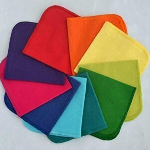 1 Ply Solid Cotton Flannel 12x12 Inches Paperless Towels Set of 10 Rainbow Set