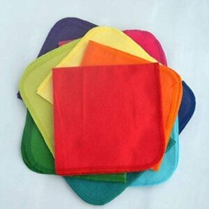 1 Ply Solid Cotton Flannel 12x12 Inches Paperless Towels Set of 10 Rainbow Set