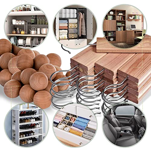 Cedar Hyde Cedar Blocks for Clothes Storage | Cedar Hang Ups & Cedar Balls | Clothes Protection & Deodorizer | 22 Pieces, 12 Cedar Hang Ups & Bonus 10 Cedar Balls | U.S.A Seller