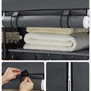 SONGMICS 59-Inch Portable Closet and 55-Inch Portable Closet Bundle, Pair of Roll-Up Wardrobes, Closet Storage Organizers, Easy Assembly, Gray ULSF03G and URYG02GY