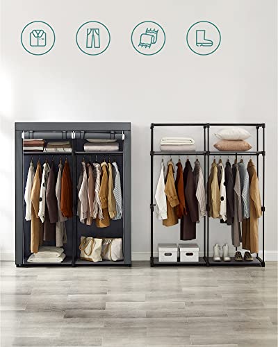 SONGMICS 59-Inch Portable Closet and 55-Inch Portable Closet Bundle, Pair of Roll-Up Wardrobes, Closet Storage Organizers, Easy Assembly, Gray ULSF03G and URYG02GY