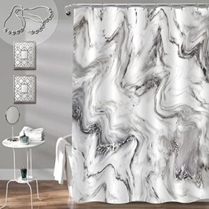 gibelle grey marble shower curtain for bathroom, abstract granite marble fabric shower curtain, modern luxury art waterproof shower curtain set unique bath accessories, white gray, 72x72