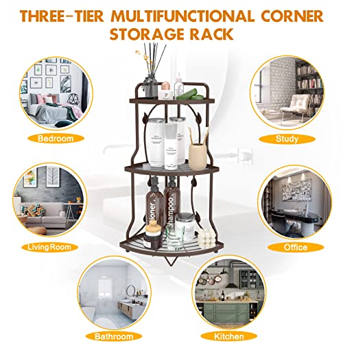 Msoesticc.dl 3 Tier Bathroom Organizer Countertop with Cabinet Liner, Bathroom Counter Organizer Corner Shelf Stand for Kitchen Pantry Living Room - Non-Slip & Free-Standing