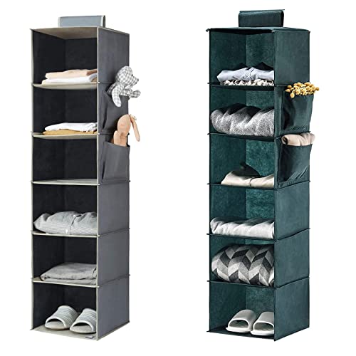 YOUDENOVA Hanging Closet Organizers and Storage, 6-Shelf Closet Hanging Storage Shelves