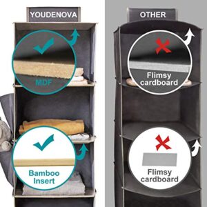 YOUDENOVA Hanging Closet Organizers and Storage, 6-Shelf Closet Hanging Storage Shelves