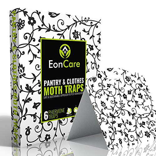 EonCare Pantry & Clothes Moth Traps | Dual Action Formula Captures More Types of Moths | Safe & Natural | 6 Pack | New & Improved 2020