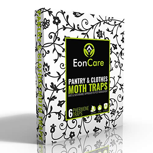 EonCare Pantry & Clothes Moth Traps | Dual Action Formula Captures More Types of Moths | Safe & Natural | 6 Pack | New & Improved 2020