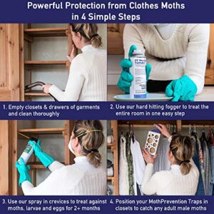 MothPrevention Clothes Moth Killer Kit | Including Clothes Moth Traps - Moth Pheromone Traps for House and 6 Months Protection for Closet Clothing! | Professional Grade