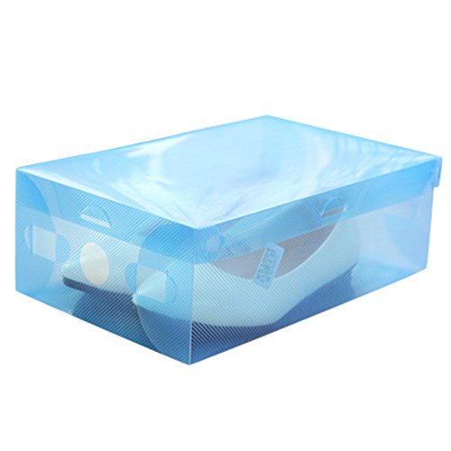 shamoluotuo Stackable Sneaker Boxes with Flip Clear Plastic Foldable Shoe Box Organizer Cube Storage Bin for Mens Women Shoes Stackable Shoe Racks for Closets and Entryway, 1 Pack, Blue