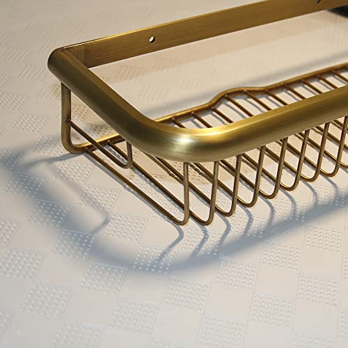 Nokozan Brass Bathroom Square Shower Caddy Bathroom Shower Storage Rack Shelf Organiser Basket Wall Mount, Bronze