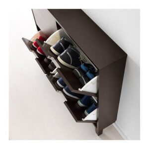 Ikea Stall Shoe Cabinet With 4 Compartments, Black-Brown