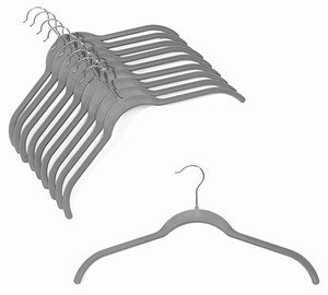 ultra-slim velvet shirt hangers - set of 100- gray