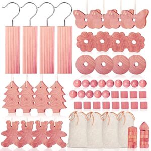 langxinese delux value 72 pk cedar blocks for clothes storage, rings, hangers, trees, bears balls, sachets, loves, cubes, butterflies, closets essencials