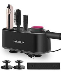 tasalon hair dryer holder, hair tool organizer, 3 in 1 wall mounted/cabinet door/countertop blow dryer holder, flat iron, hair straightener holder, curling iron holder, hot hair tool holder- black