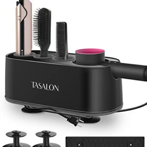 TASALON Hair Dryer Holder, Hair Tool Organizer, 3 in 1 Wall Mounted/Cabinet Door/Countertop Blow Dryer Holder, Flat Iron, Hair Straightener Holder, Curling Iron Holder, Hot Hair Tool Holder- Black