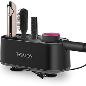 TASALON Hair Dryer Holder, Hair Tool Organizer, 3 in 1 Wall Mounted/Cabinet Door/Countertop Blow Dryer Holder, Flat Iron, Hair Straightener Holder, Curling Iron Holder, Hot Hair Tool Holder- Black