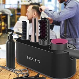 TASALON Hair Dryer Holder, Hair Tool Organizer, 3 in 1 Wall Mounted/Cabinet Door/Countertop Blow Dryer Holder, Flat Iron, Hair Straightener Holder, Curling Iron Holder, Hot Hair Tool Holder- Black