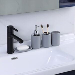 IMAVO Bathroom Accessories Set, 6-Piece Plastic Gift Set, Toothbrush Holder, Toothbrush Cup, Soap Dispenser, Soap Dish, Toilet Brush Holder, Trash Can (Grey)