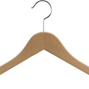 Wooden Junior Top Hanger, Natural Finish with Chrome Hardware, Box of 25 by The Great American Hanger Company