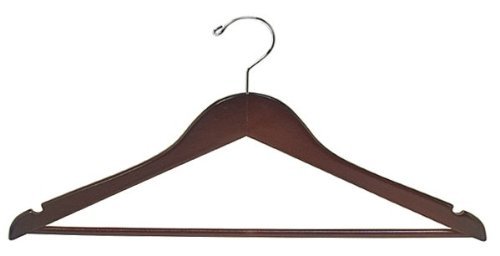 Walnut & Chrome Flat Suit Hanger (Petite Size) [ Bundle of 25 ]