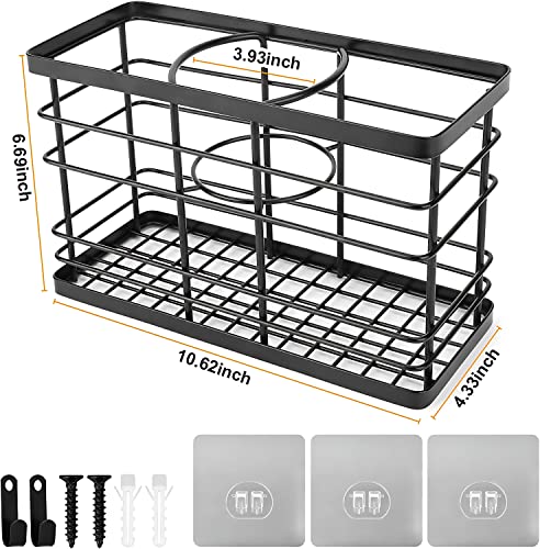 Hair Dryer Holder Hair Tool Organizer Wall Mounted/Cabinet Door,Anti-Rust Coating Hair Styling Tools,Bathroom Storage Organizer for Blower Dryer,Flat Irons,Curling