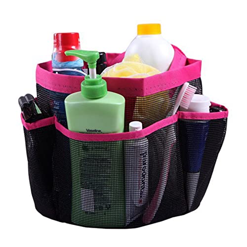 convinced8 Mesh Shower Caddy Basket, Mesh Totes-Shower Caddy Portable Bath & Toiletry Organizer-Bag with 8 Outer Pockets for College Dorm, Travel, Camping (Hot Pink, One Size)