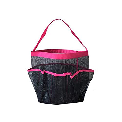 convinced8 Mesh Shower Caddy Basket, Mesh Totes-Shower Caddy Portable Bath & Toiletry Organizer-Bag with 8 Outer Pockets for College Dorm, Travel, Camping (Hot Pink, One Size)