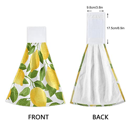 Hanging Kitchen Towel Lemon Absorbent Soft Hand Towel Hanging Tie Towels, 2 Pack