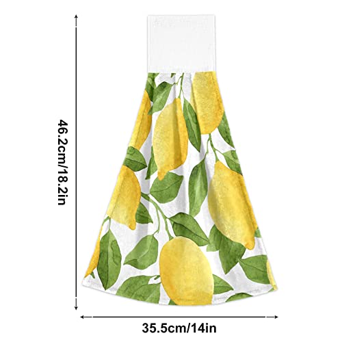 Hanging Kitchen Towel Lemon Absorbent Soft Hand Towel Hanging Tie Towels, 2 Pack