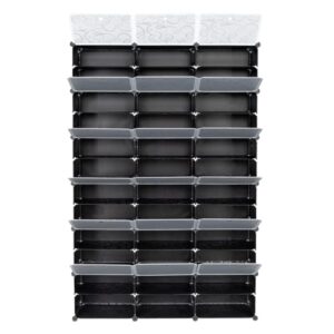 Portable Shoe Storage Cabinet with Door, 72 Pairs Shoe Storage Cabinet, 12-Tier Portable 36 Grids Shoe Cabinet for Entryway, Bedroom, Children's Room, Expandable for Heels, Boots, Slippers, Black