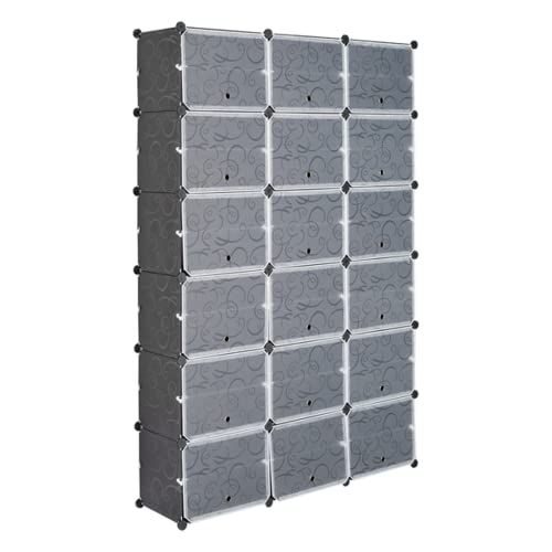 Portable Shoe Storage Cabinet with Door, 72 Pairs Shoe Storage Cabinet, 12-Tier Portable 36 Grids Shoe Cabinet for Entryway, Bedroom, Children's Room, Expandable for Heels, Boots, Slippers, Black