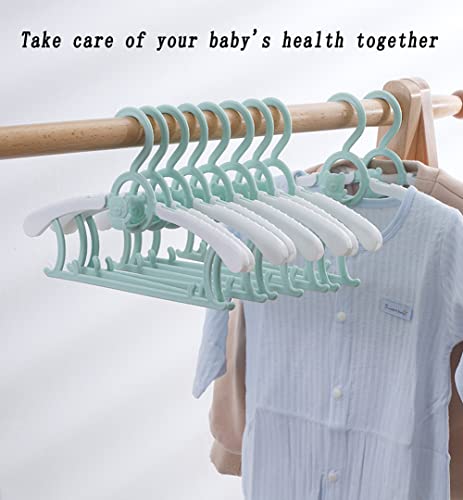 Baby Hangers 20pcs Adjustable Non-Slip Children Baby Nursery Closet Hangers Children Coat Hanger Extendable Laundry Infant Hangers for Girl Boy Toddler Child Newborn Laundry Gifts(20 pcs, Brown+Green)