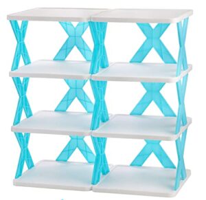 nicunom free standing shoe rack organizer narrow, 7 tier plastic shoe storage organizer, stackable shoe cube racks, free standing shoe shelf organizer for entryway, hallway, closet, bedroom