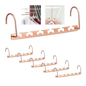 relaxdays set of 6 for 12 horizontal and vertical space-saving clothes hangers 26 cm metal copper, 6er set