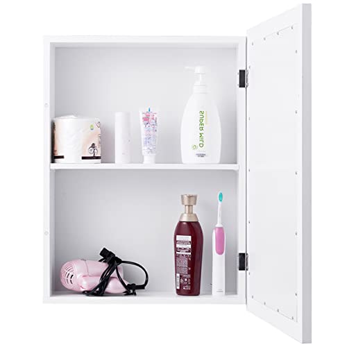 Tangkula Mirrored Bathroom Cabinet, Wall Mount Storage Organizer, Medicine Cabinet with Single Doors